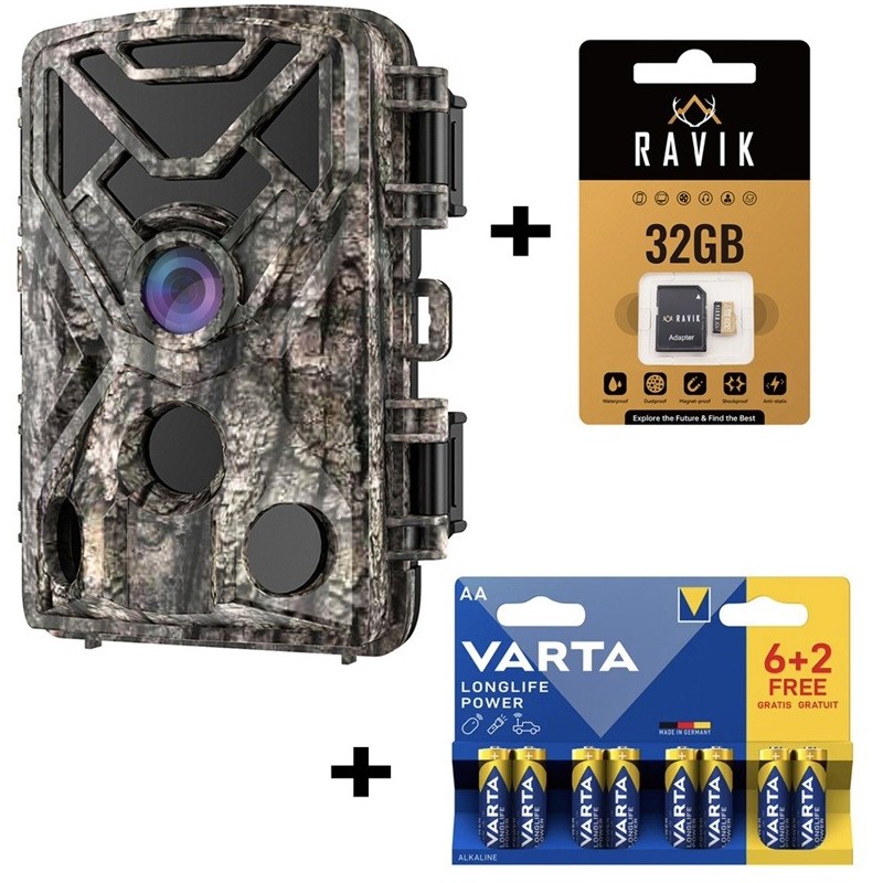 Ravik Pack piège photo RAV100 - 32MP + carte 32GB + 8 piles